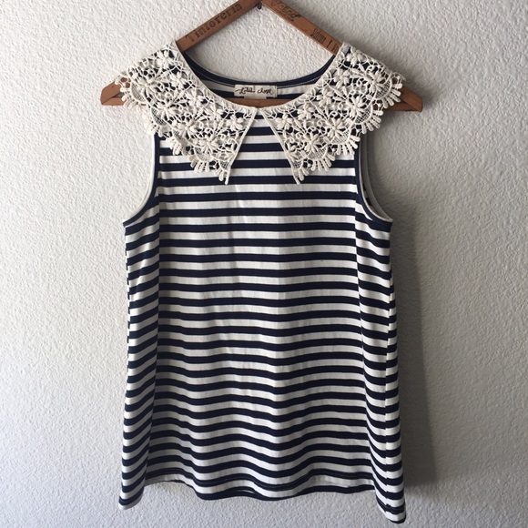 Anthropologie | Tops | Anthropologie Navy And Cream Collared Skipper ...